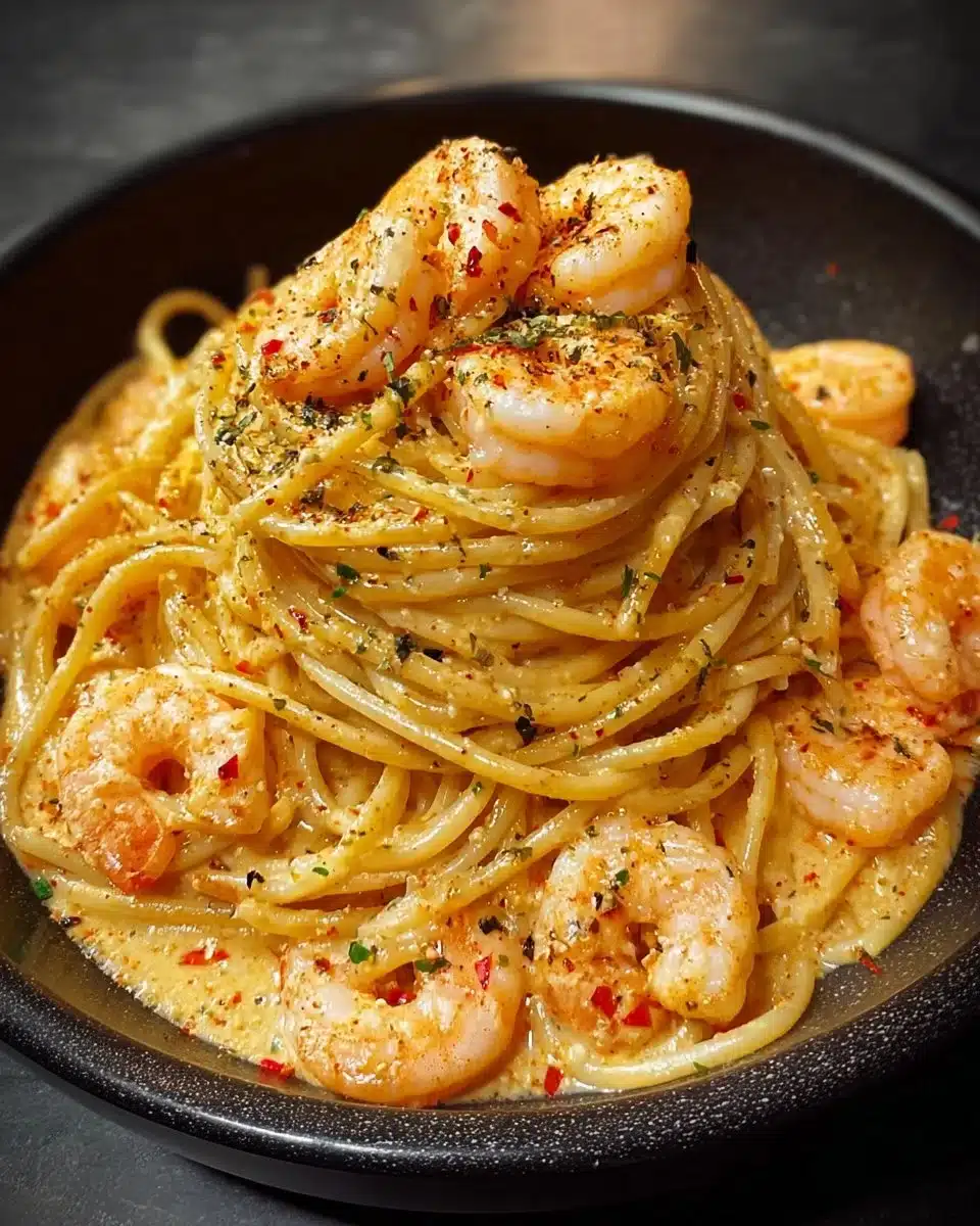 Creamy Cajun Shrimp Pasta Volcano
