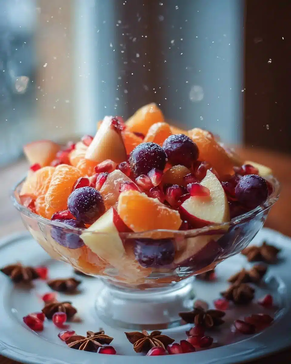 Sweet Winter Fruit Salad with Cinnamon Vanilla Dressing