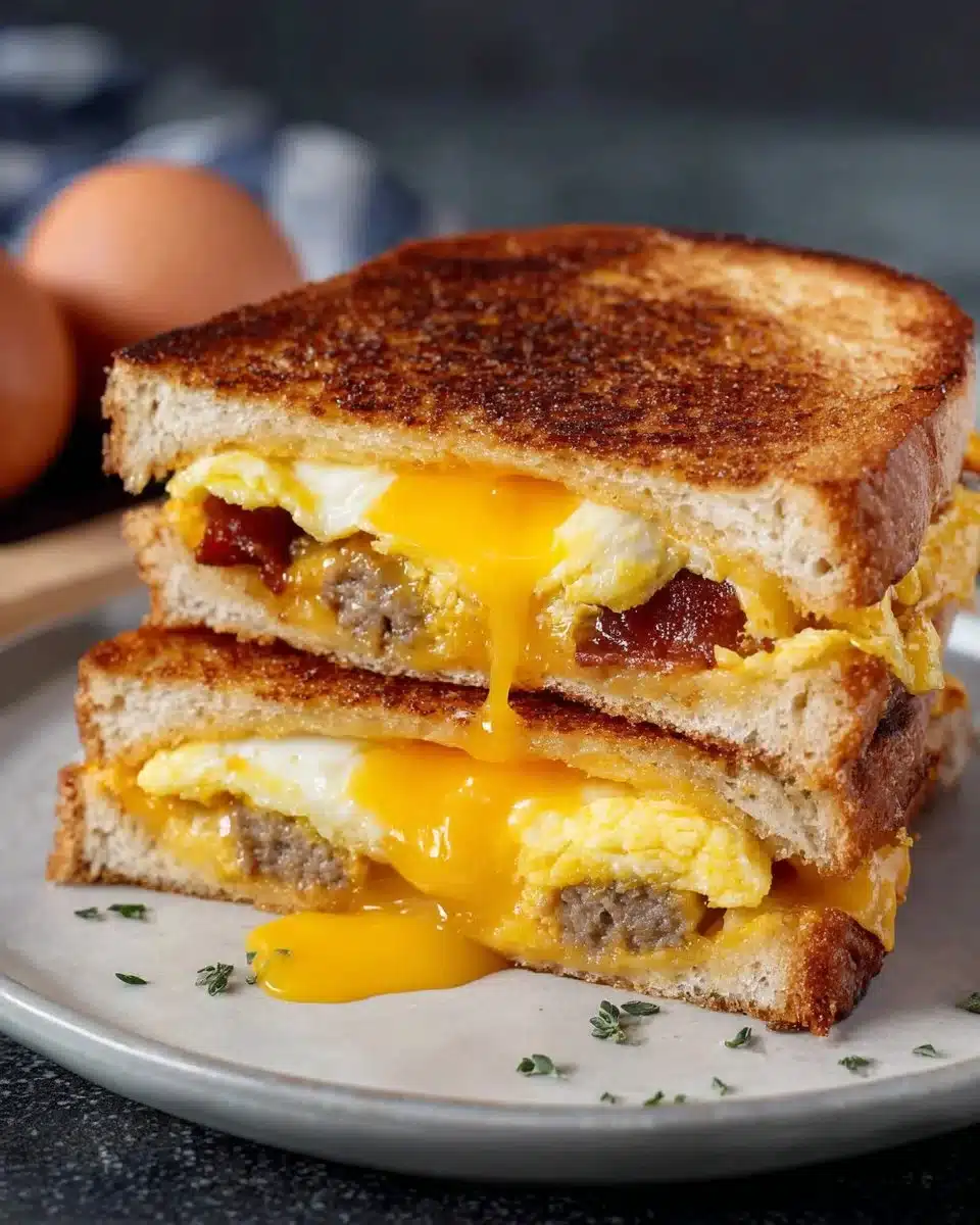 Cheesy Breakfast Grilled Cheese Sandwich